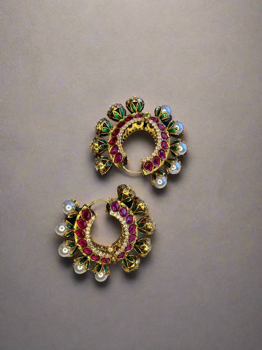 Dual Flower Hoops - Red/Green – Kolor Rhythms